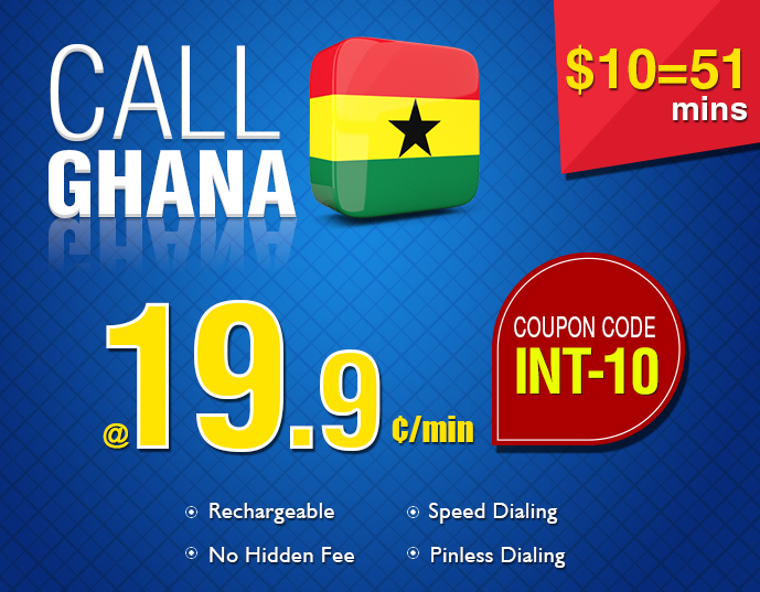 Cheap international calling card to call Ghana from USA/Canada